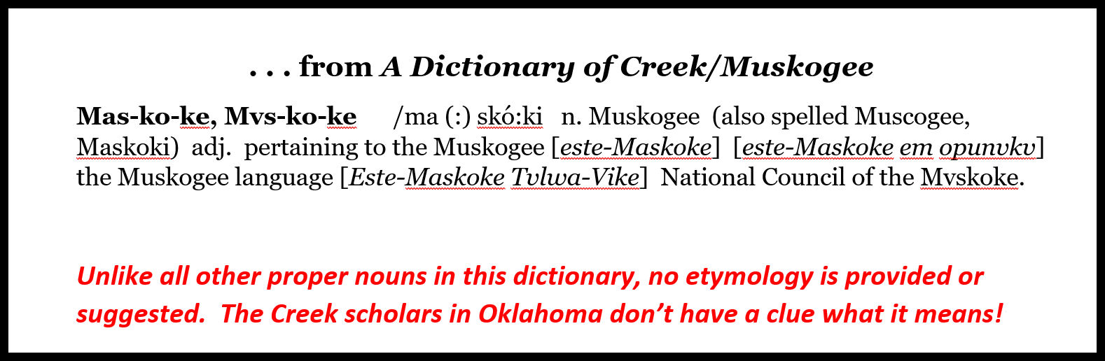 The meaning of the word, Muskogee – The Americas Revealed